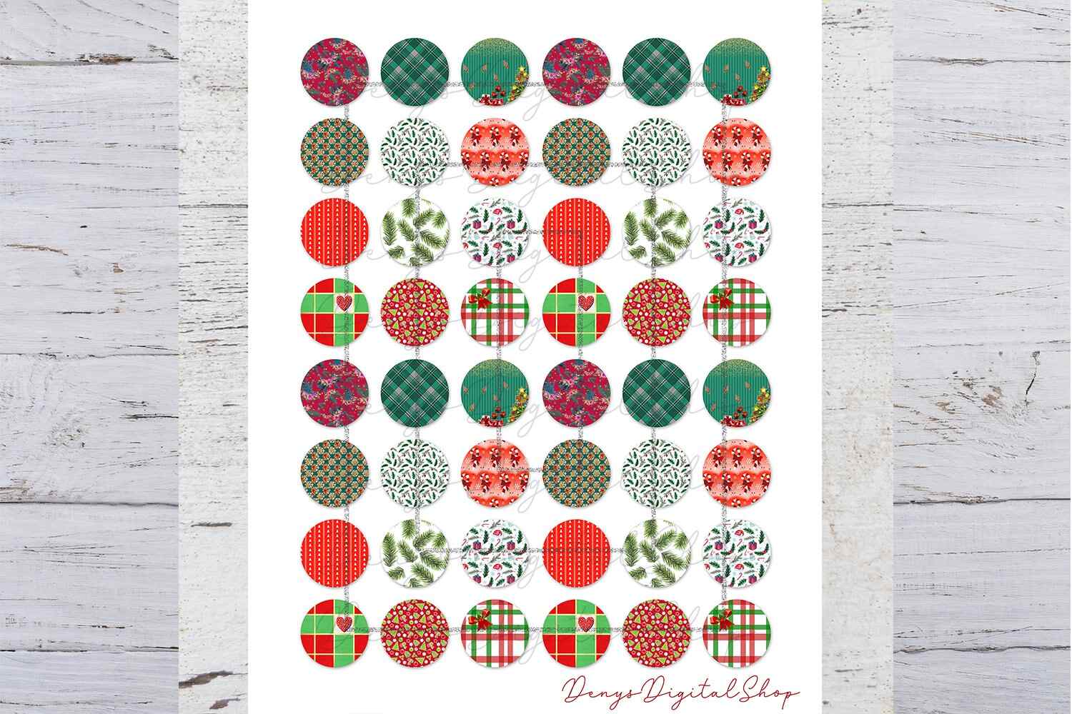 Christmas Circles Digital Collage Sheet Holiday Printable