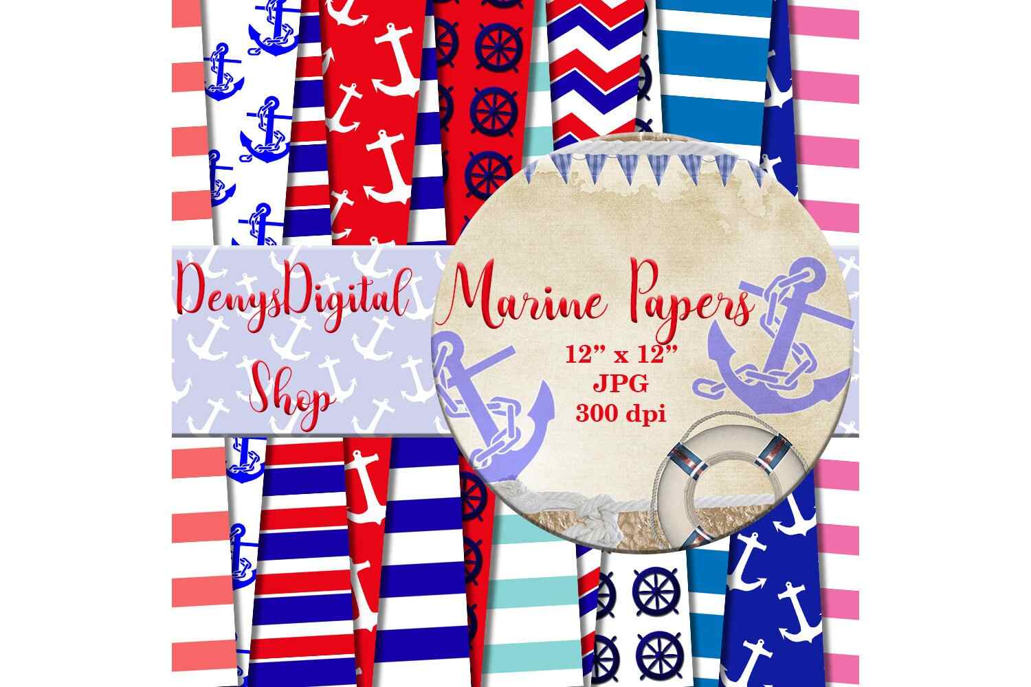 Nautical Digital Paper Scrapbooking Papers Nautical Cards