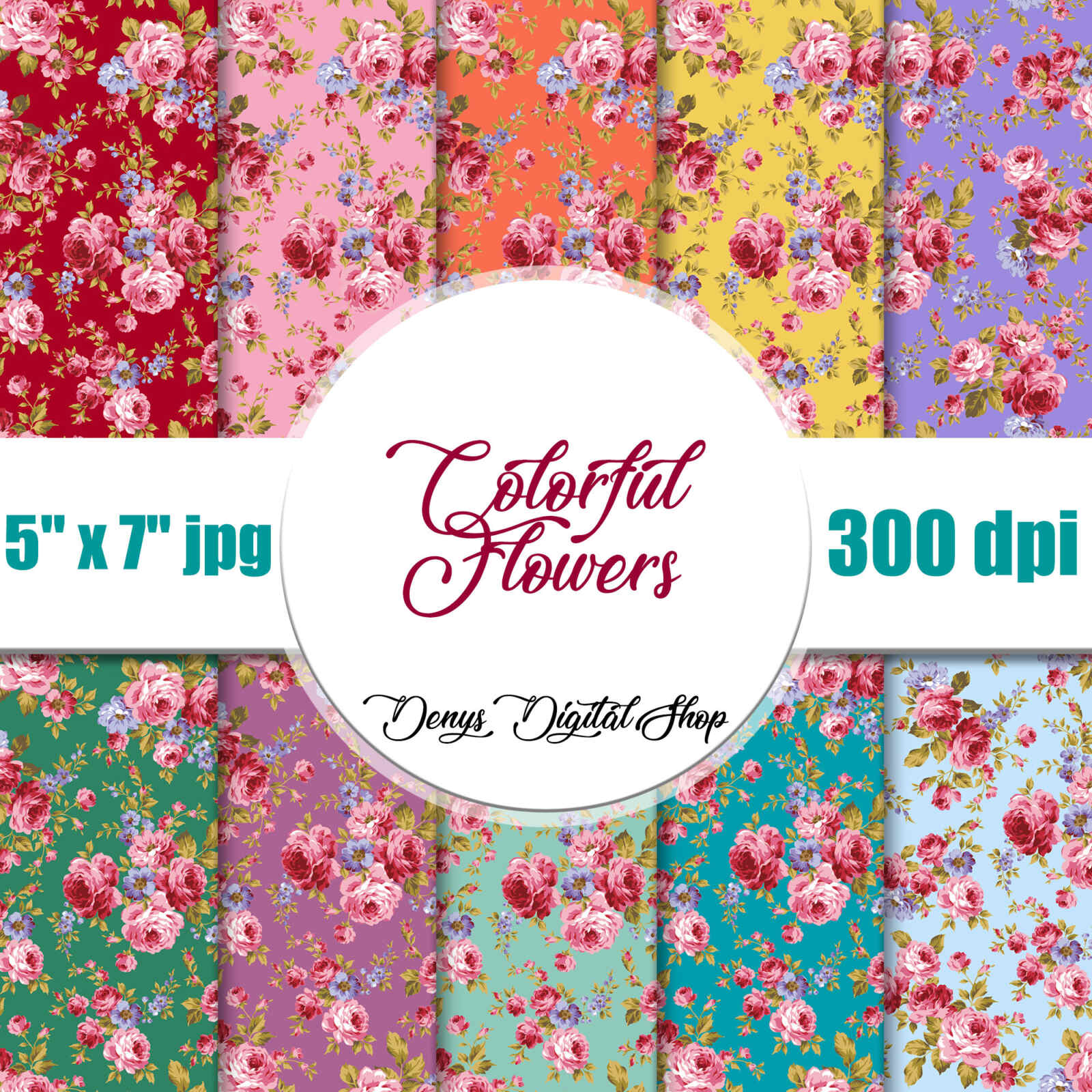 Shabby Chic Digital Scrapbook Papers Flowers Printables